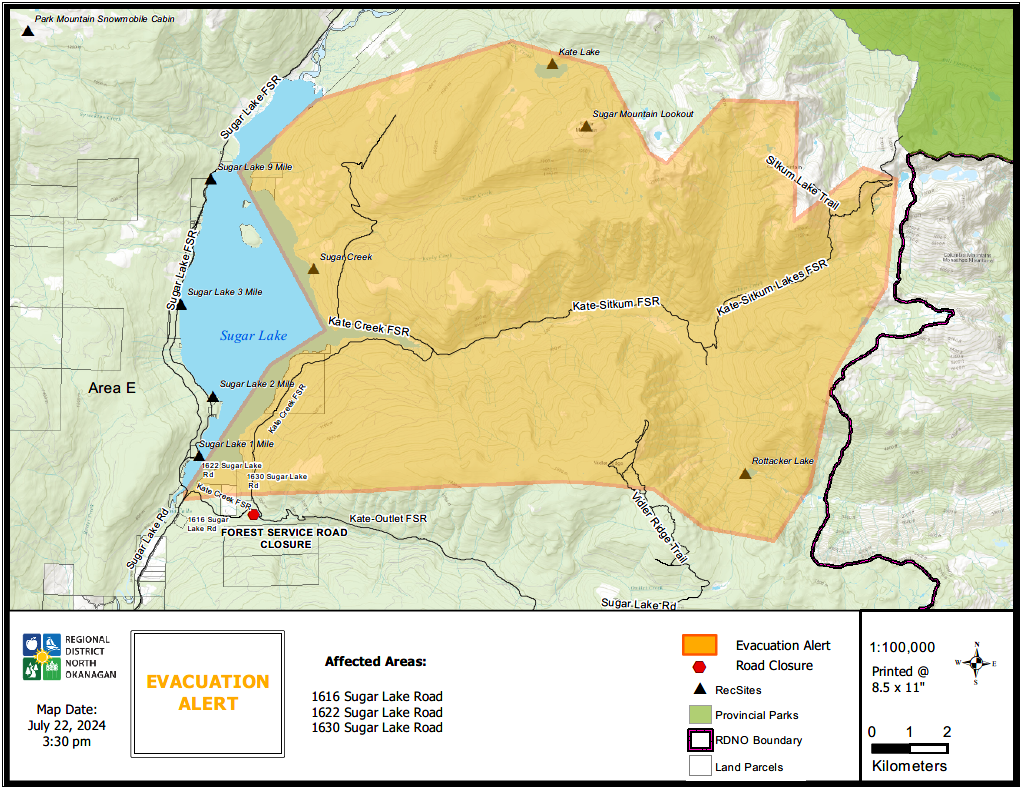 Evacuation Alert | East side of Sugar Lake South of Sitkum Creek going ...